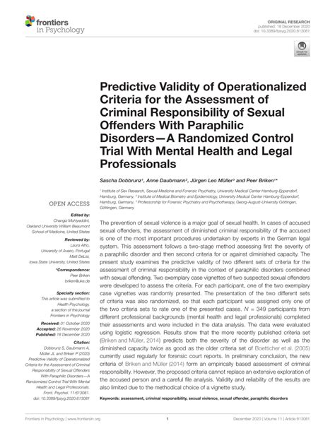 Pdf Predictive Validity Of Operationalized Criteria For The