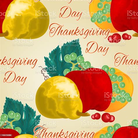 원활한 텍스처 추수 감사절 과일 배 애플 오렌지 포도 와인 축 하 음식 빈티지 벡터 일러스트 레이 션 편집 가능 11월에 대한 스톡 벡터 아트 및 기타 이미지 Istock