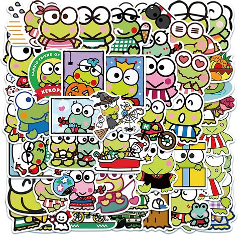 Paquete De 50 Calcomanías De Rana Lindas Calcomanías De Keroppi