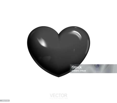 검은 마음 사실적인 3d 디자인 아이콘 검은 하트 기호 사랑 벡터 그림 개념에 대한 스톡 벡터 아트 및 기타 이미지 개념 검은색 공휴일 Istock