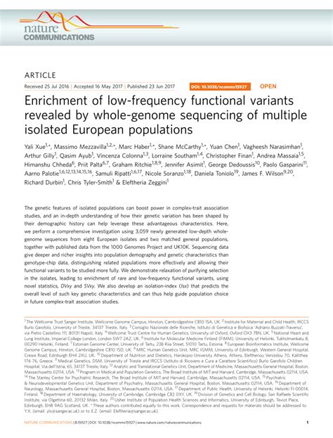 Pdf Enrichment Of Low Frequency Functional Variants Revealed By Whole Genome Sequencing Of