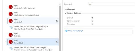 Css Disable To Push Npm Build Step Results In Tfsbuild To Sonarqube