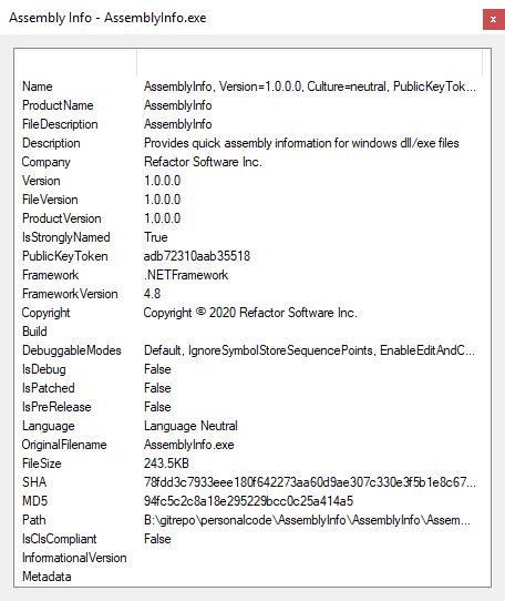 GitHub ReplaysMike AssemblyInfo Provides Quick Assembly Information For Windows Dll Exe Files