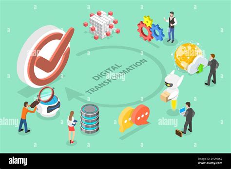 3d Isometric Flat Conceptual Illustration Of Digital Transformation Paperless Workflow