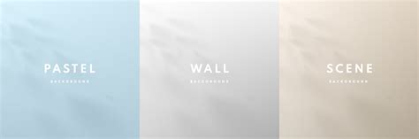 파스텔 색상 벽 3d 배경에 창 조명과 나뭇잎 그림자 오버레이 세트 파란색 흰색 회색 및 베이지 색의 추상적인 최소 장면 배너 제품 디자인 3d 스튜디오 룸 벡터 Eps10