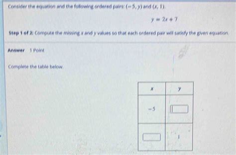 Solved Consider The Equation And The Following Ordered Pairs 5 Y