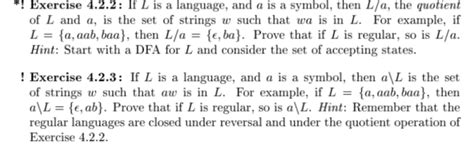 solved exercise 4 2 2 if l is a language and a is a