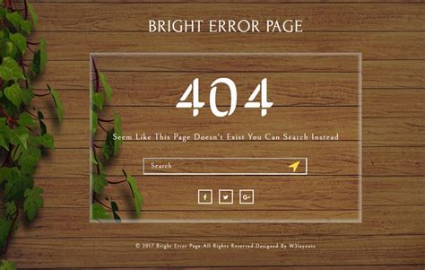 Bright Error Page A Flat Responsive Widget Template