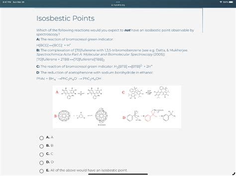 Solved Isosbestic Points Which Of The Following Reactions Chegg Com