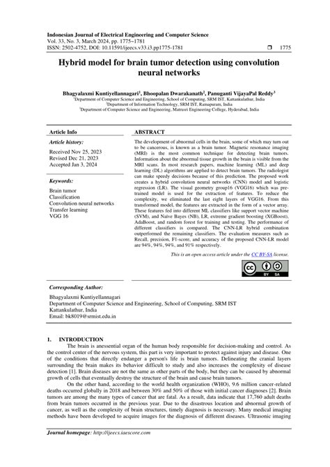 Pdf Hybrid Model For Brain Tumor Detection Using Convolution Neural