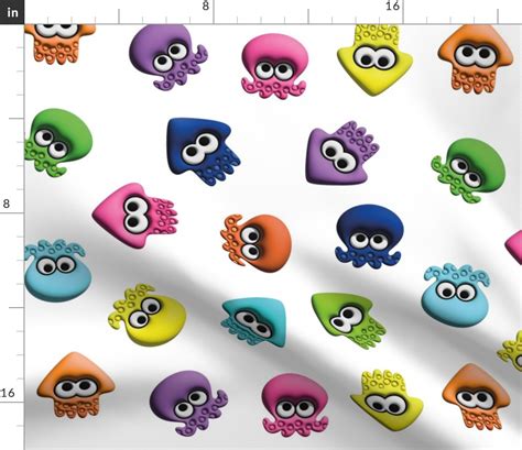 Splatoon Inspired Squids 3d Fabric Spoonflower