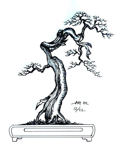 Sketch Bonsai By Art HR Pohon Bonsai Bonsai Gambar