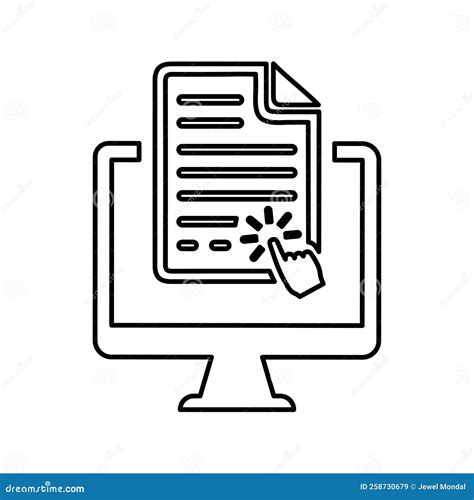 Document Cursor Desktop Outline Icon Line Vector Design Stock Illustration Illustration Of