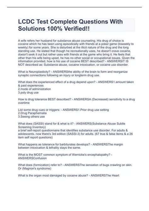 Lcdc Test Complete Questions With Solutions 100 Verified Lcdc Stuvia Us