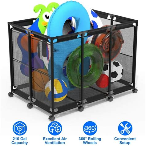 Moclever Pool Float Storage Organizer 210gal 48x30x33in Rolling Mesh