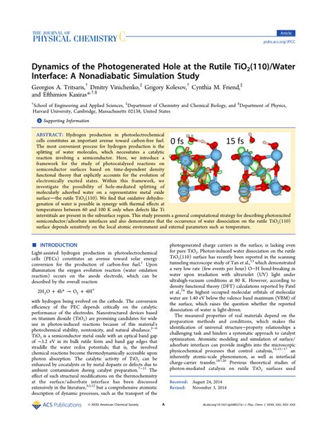 Pdf Dynamics Of The Photogenerated Hole At The Rutile Tio2 110 Water Interface A