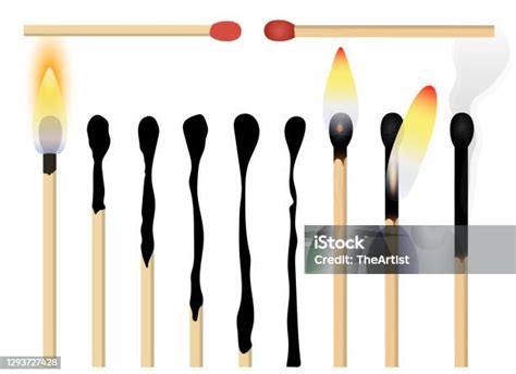 흰색 배경에 격리된 굽기 프로세스 벡터 디자인 그림 일치 연기 물리적 구조에 대한 스톡 벡터 아트 및 기타 이미지 연기 물리적 구조 촛불 조명 장비 가연성 Istock