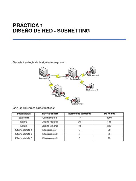 Práctica 1 Diseño De Red Subnetting Pdf