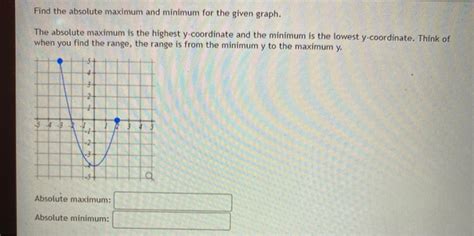 Solved Find The Absolute Maximum And Minimum For The Given Chegg Com