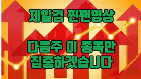 제일검 찐팬 영상 다음주 세 종목 집중 추적합니다 Youtube