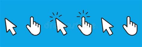 Cursor And Pointer Icons Pixelated Icon Set Pixel Art Symbol Collection Of Cursors And Hands