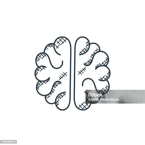 흰색 배경에 격리 된 뇌 벡터 아이콘 개요 웹 사이트 디자인 및 모바일 응용 프로그램 개발을위한 얇은 라인 뇌 아이콘 얇은 선