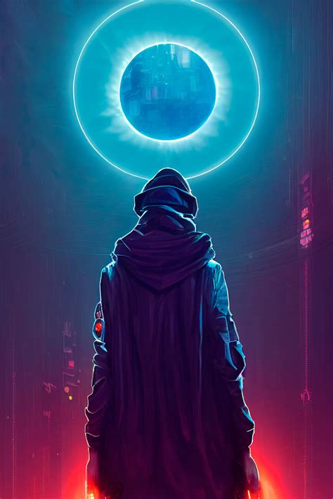 Kunstdruck Magician And Portal In Cyberpunk Style Poster Wandbilder
