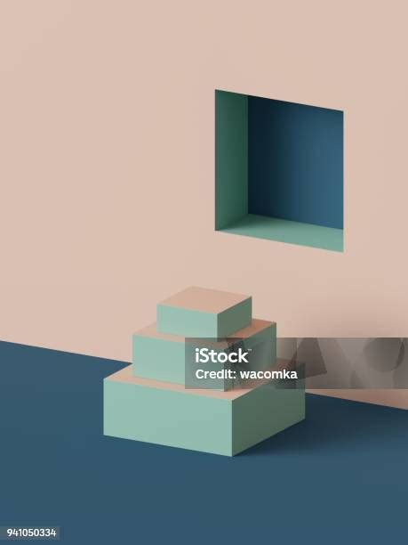 3d 렌더링 추상적인 기하학적 배경 계단 패션 연단 빈 템플릿 최소한 빈 쇼케이스 기본 도형 틈새 시장 아트 데코 상점 디스플레이 파스텔 색상까지 조롱 0명에 대한 스톡