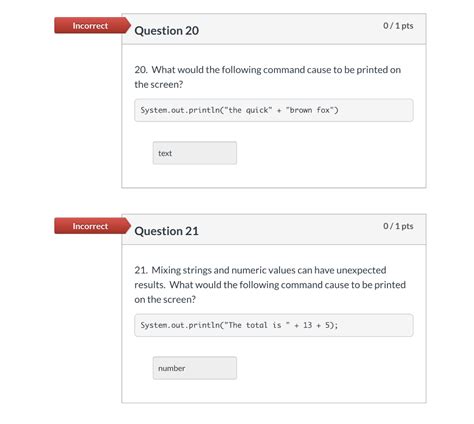 solved incorrect 0 1 pts question 20 20 what would the