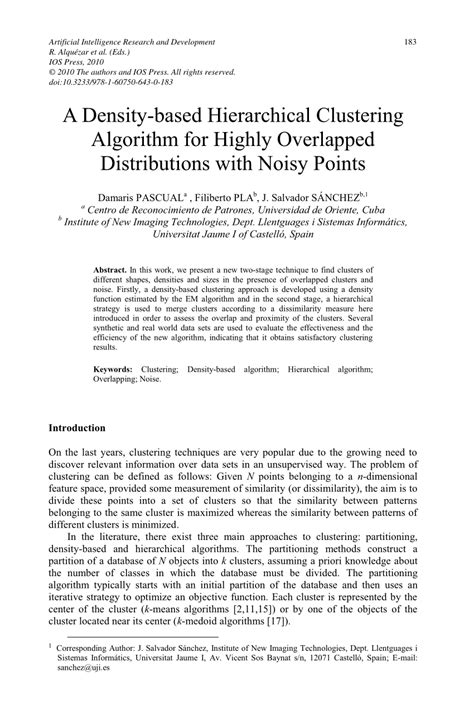 pdf a density based hierarchical clustering algorithm for highly