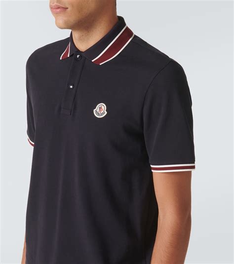 Logo Cotton Polo Shirt In Blue Moncler Mytheresa