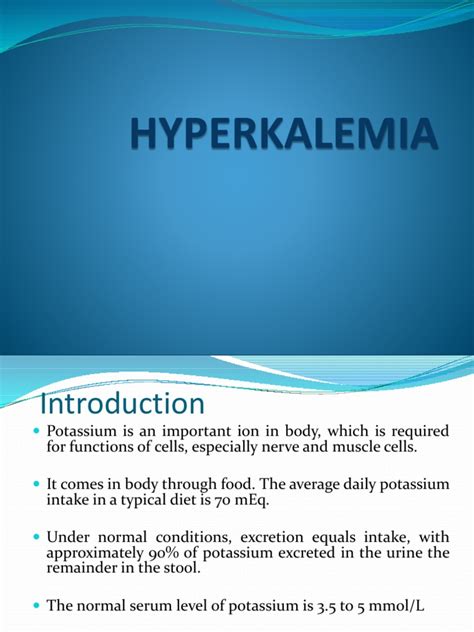 Hyperkalemia Pdf Potassium Diet And Nutrition