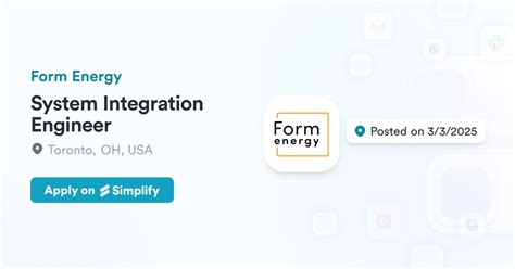 System Integration Engineer Form Energy Simplify Jobs