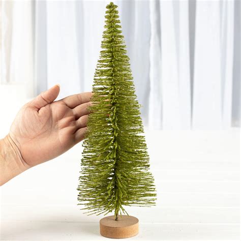 Artificial Glitter Dusted Green Bottle Brush Pine Tree Bottle Brush Trees Christmas And