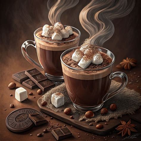 Vintage Hot Chocolate Drink And Chocolate Chocolate Chip Cookies Hot