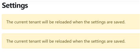 Two Alerts Displayed In Admin Settings To Reload The Current Tenant