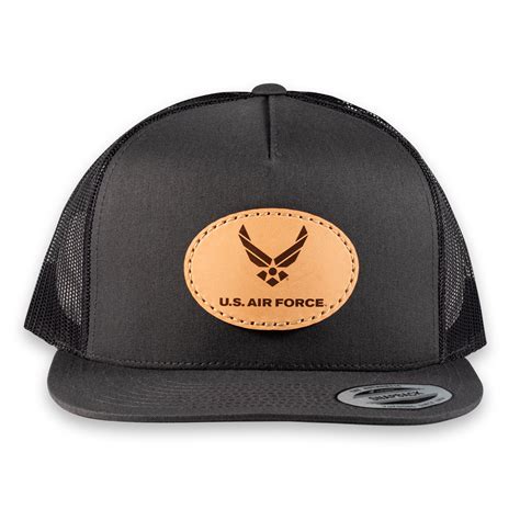 Us Air Force Oval Flat Bill Trucker Hat Officially Licensed Leather