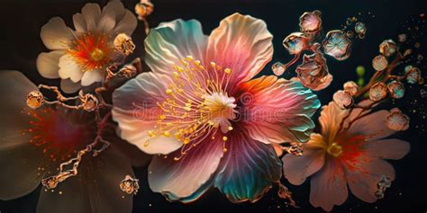 Flowers Translucent Vibrant Colors Intricate Details Sparkling Stock