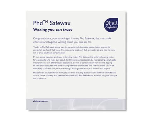 Phd Safewax Consumer Leaflet A5 50 Ellisons