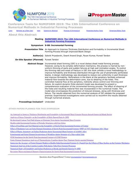 Pdf An Approach To Improve Thickness Distribution And Formability In Incremental Sheet Forming