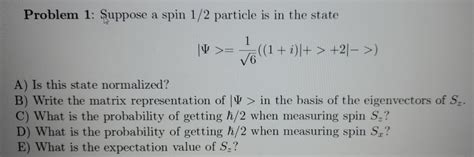 Solved Problem 1 Suppose A Spin 1 2 Particle Is In The