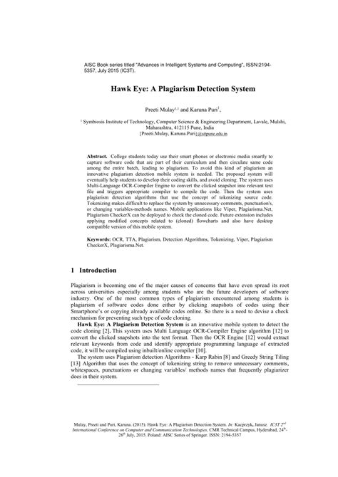 Pdf Hawk Eye A Plagiarism Detection System