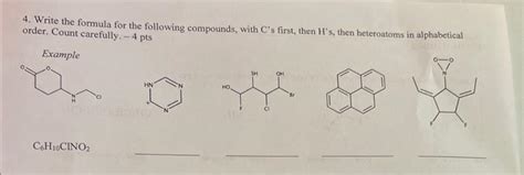 Solved Write The Formula For The Following Compounds Chegg