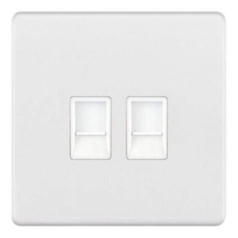 Selectric 5mplus 941 5m Plus Screwless Matt White 2 Gang Rj45 Data Ethernet Socket