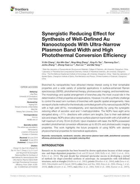 Pdf Synergistic Reducing Effect For Synthesis Of Well Defined Au