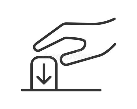 Hand Pushing Button With Arrow Down Clean Line Art Symbolizes Action
