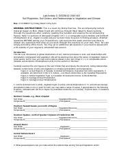 Lab 3 Soils GEOB 102 2018 W2 Docx Lab Activity 3 GEOB102 2018 W2 Soil Properties Soil Orders