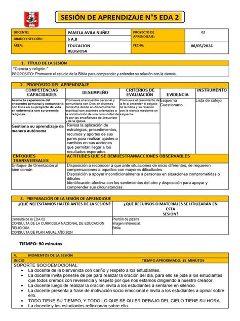 Sesión de Aprendizaje 5 Eda 2 Quinto Año | PDF | Aprendizaje | Maestros