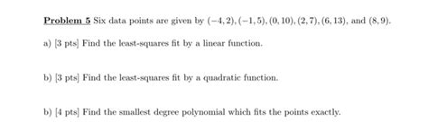 Solved Problem 5 Six Data Points Are Given By 42 15