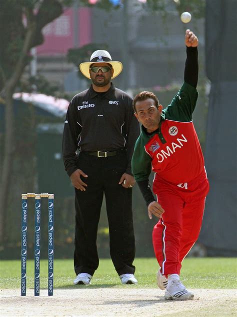 Omans Khalid Rashid In Action Against Hong Kong At Kcc